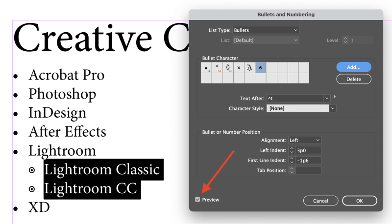 2 Quick Ways To Add Bullet Points In Adobe InDesign